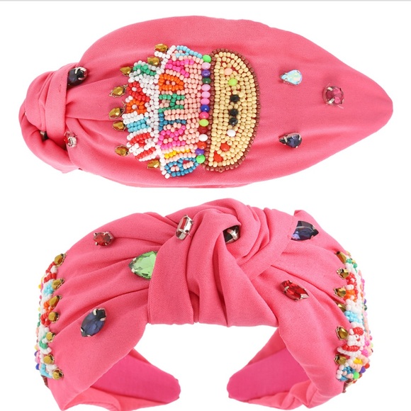 Accessories | Happy Birthday Cake Headband In Pink | Poshmark